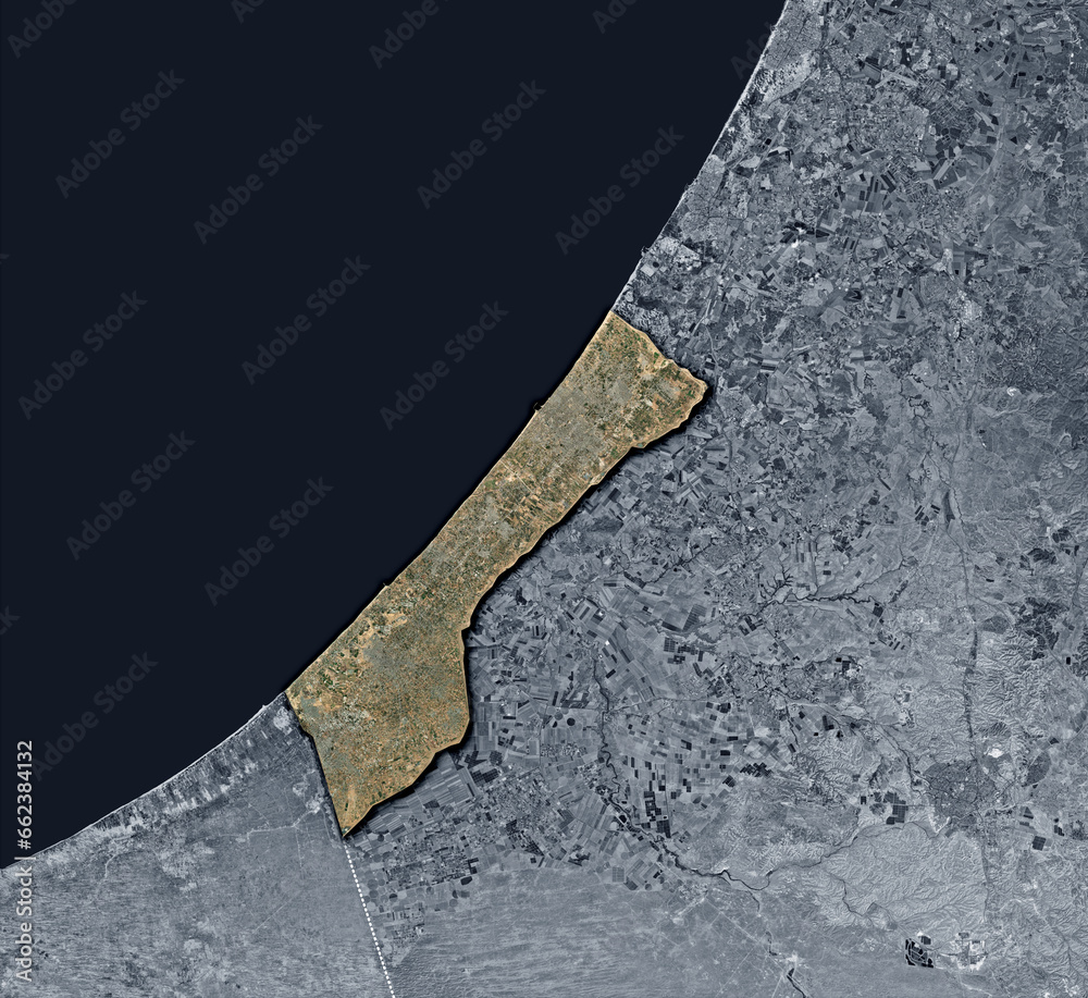 Satellite view of the Gaza Strip is a self-governing Palestinian ...