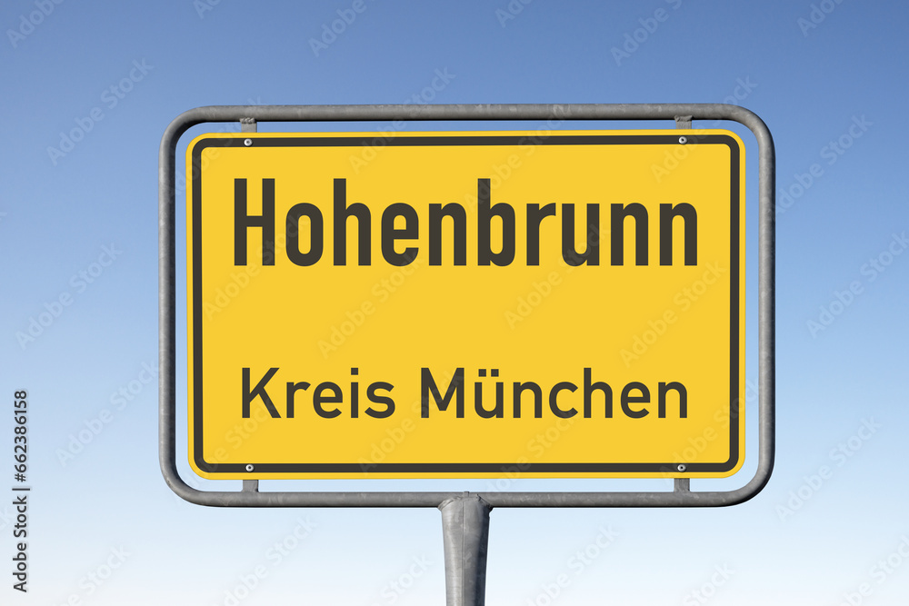 Ortstafel, Gemeinde Hohenbrunn, Kreis München, (Symbolbild) Stock ...