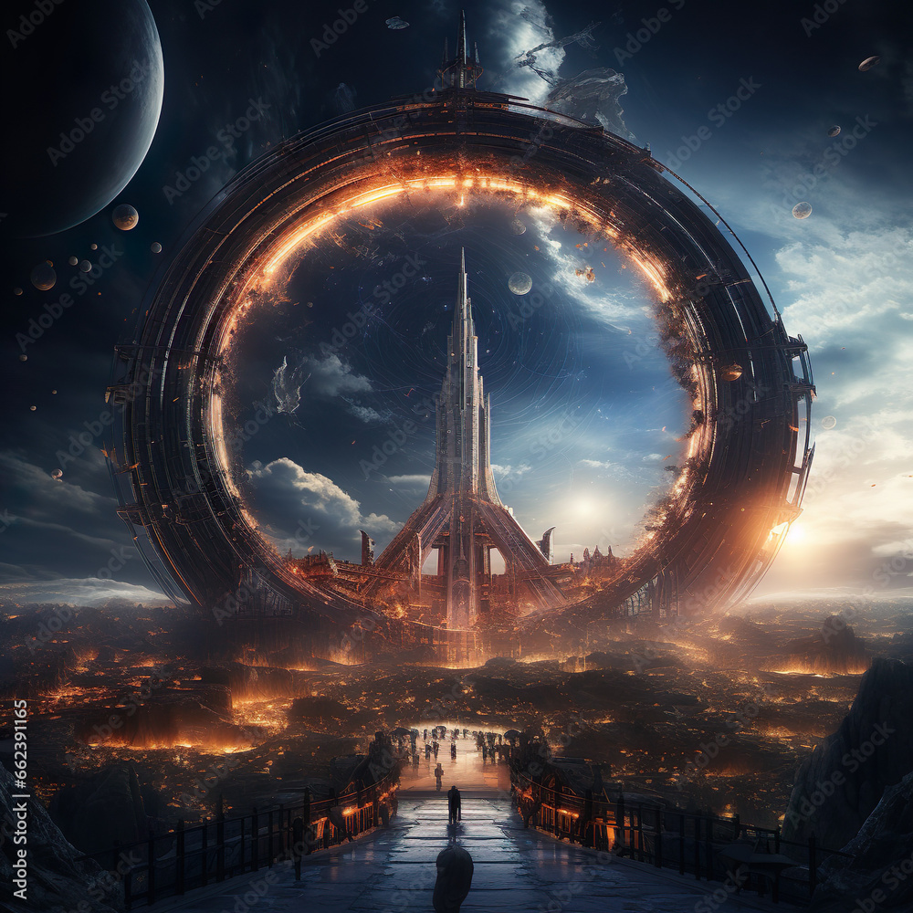 An Alien Stargate portal structure into the vastness and mysterious ...