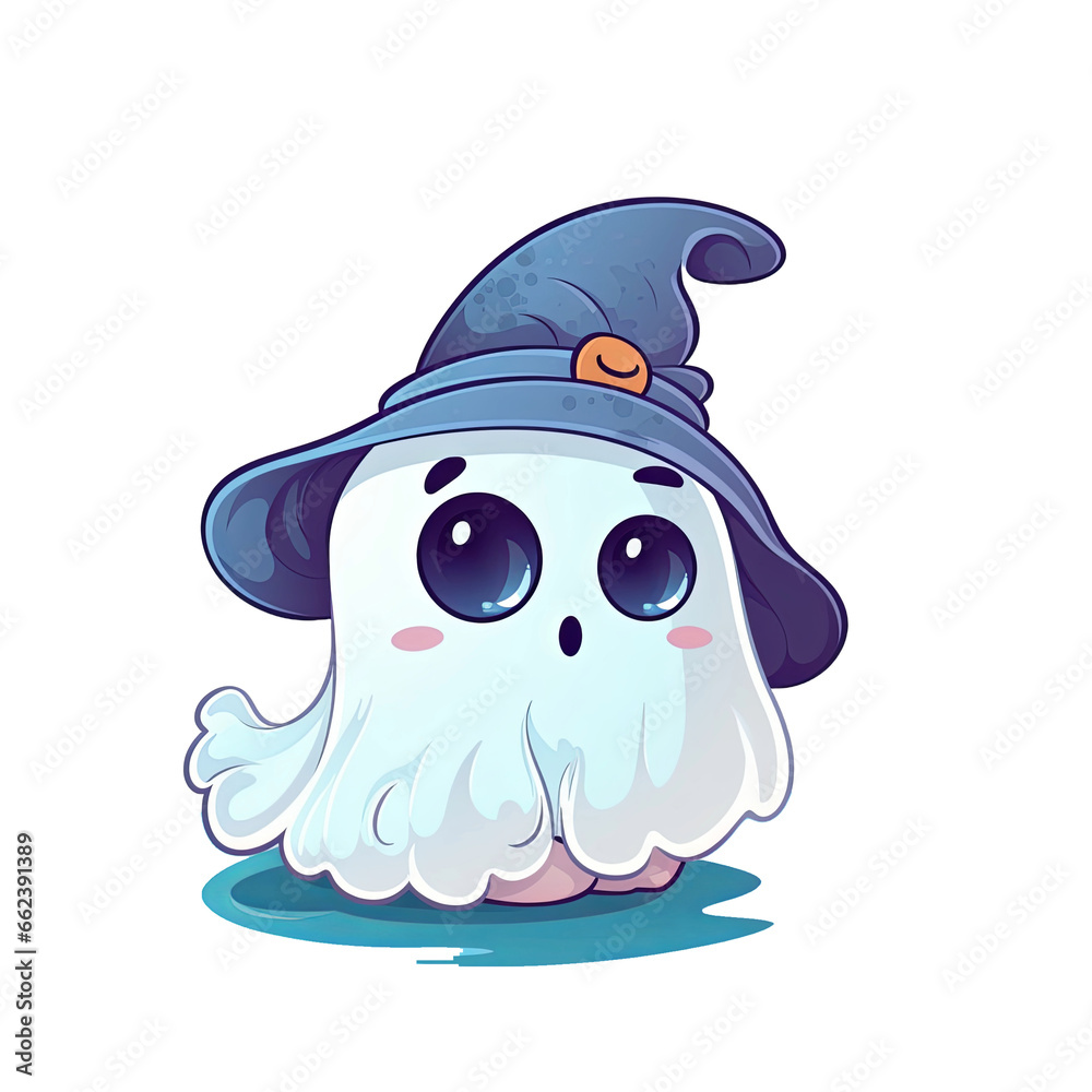 cute halloween ghost cartoon clipart logo isolated on transparent ...