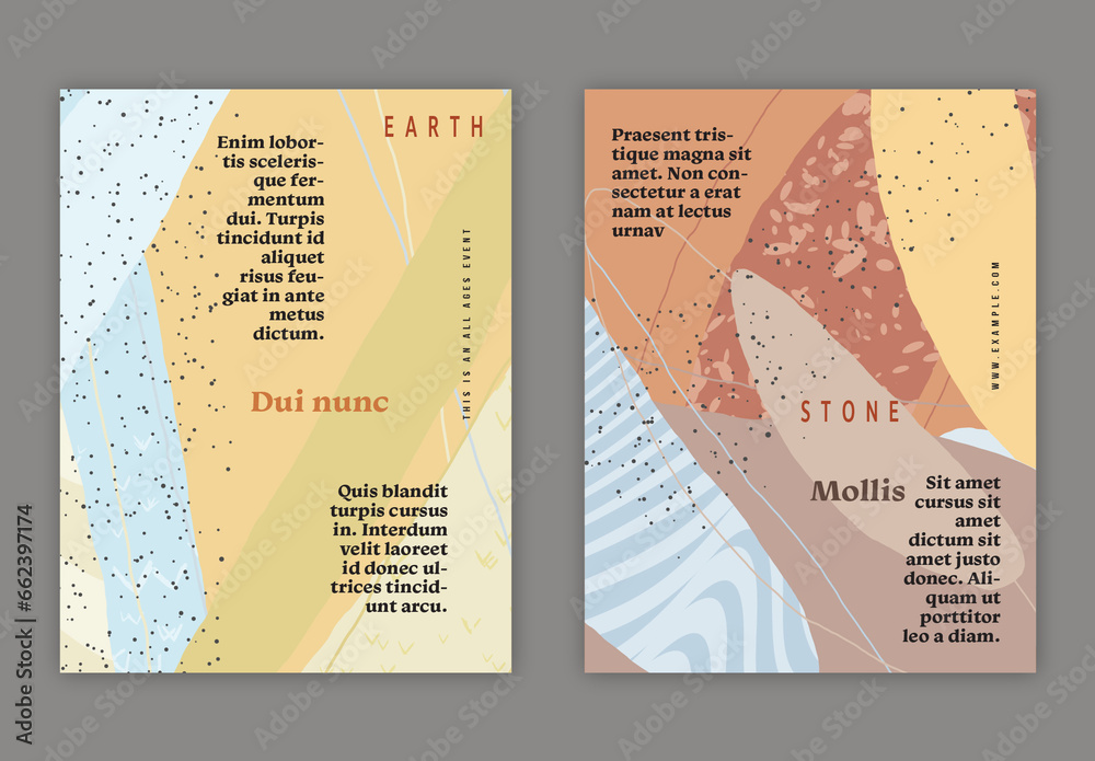 US Letter Flyer Overlapping Blobs Textured With Spots And Lines Stock ...