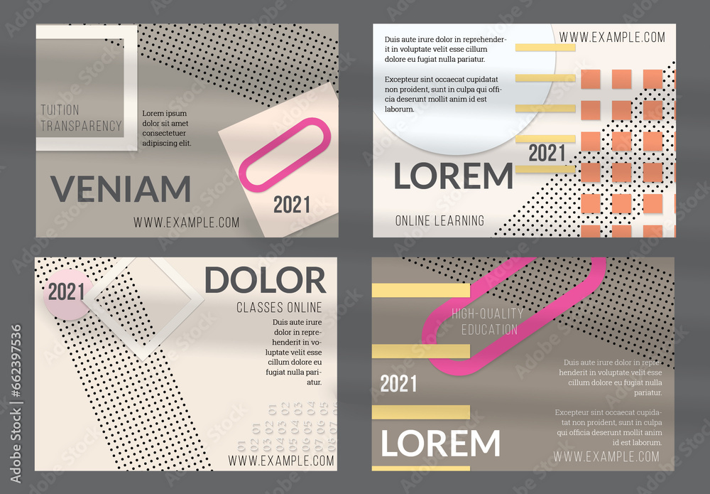 Flyer Layout with Paper Cut Simple Layered Geometric Shapes Stock ...