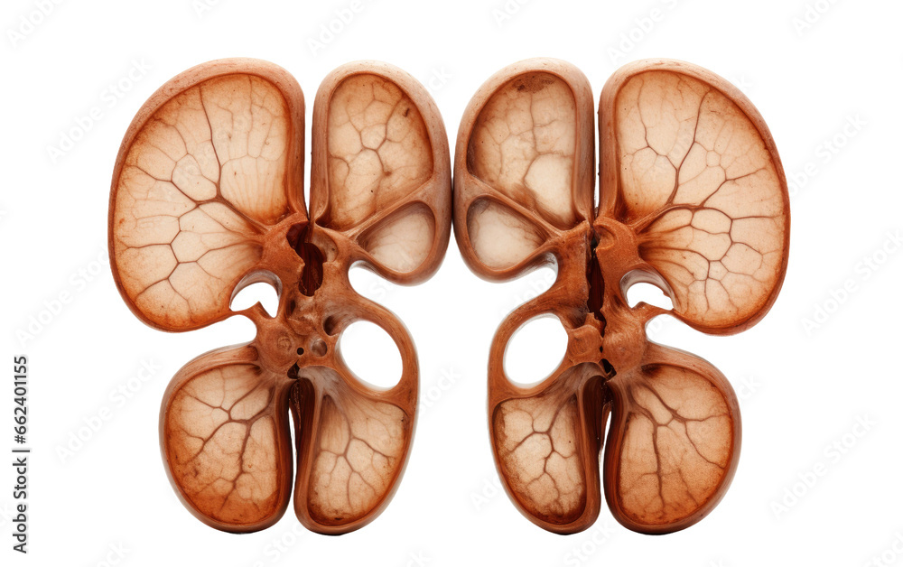 Human Kidney Anatomy Unveiled in Cross-Section Closeup on a Clear ...