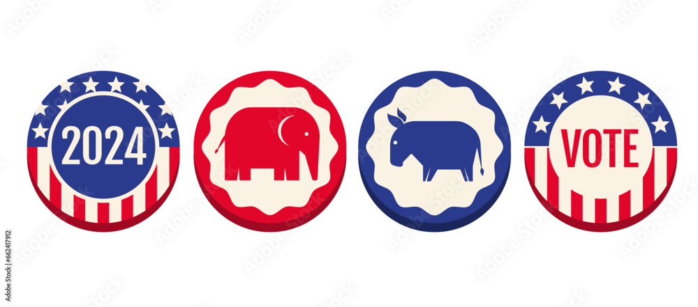 Vector vintage banners for 2024 presidential election in USA. Election ...