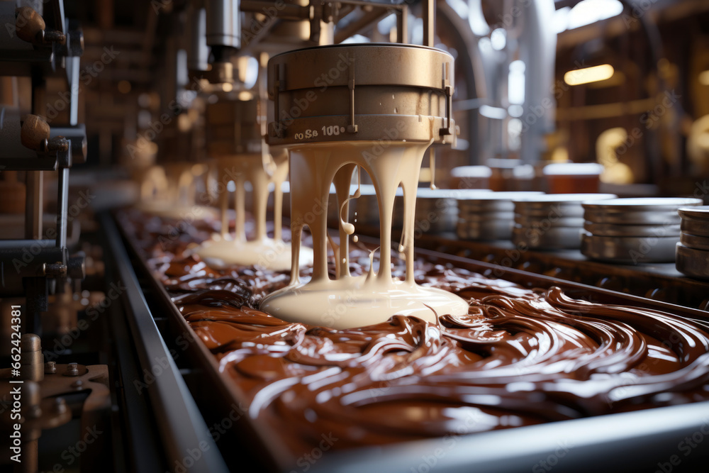 inside a chocolate factory. Industrial concept. production process ...