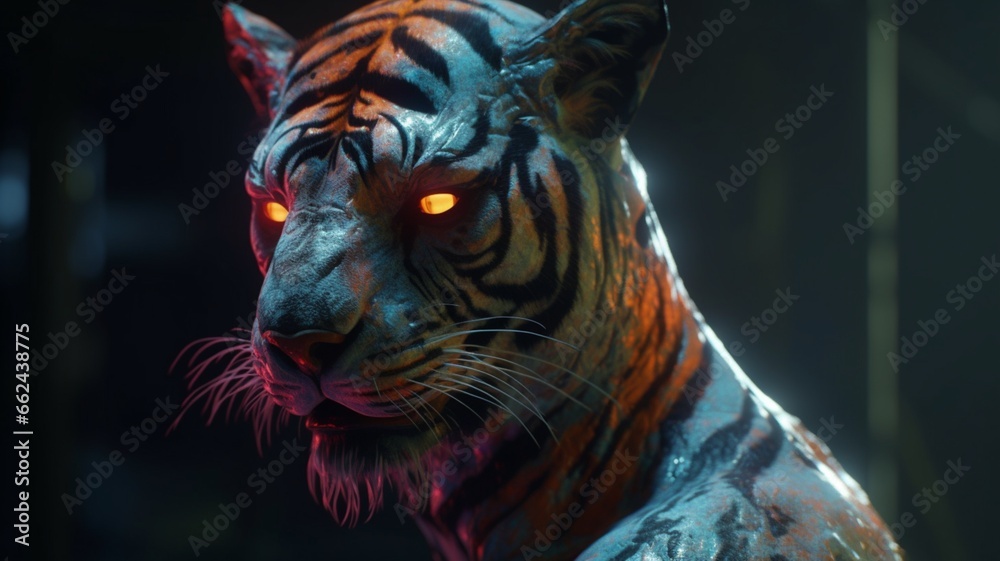 Tiger scars his face body humanoid animal illustration image AI ...