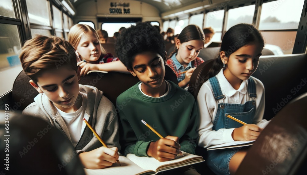 Close-up photo of school children engrossed in their activities inside ...