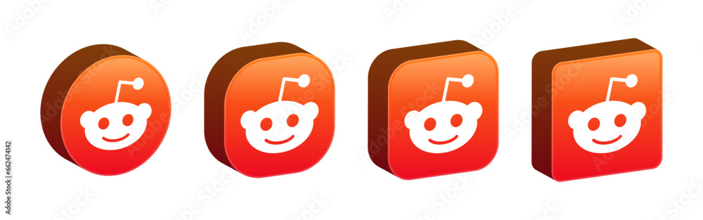 Vecteur Stock 3d Reddit Logo 3d Social Media Icons Social Network