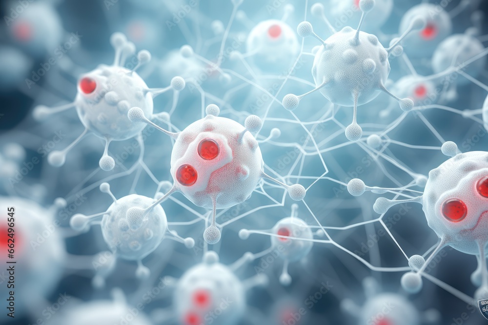 Tumor microenvironment background with cancer cells, T-Cells ...