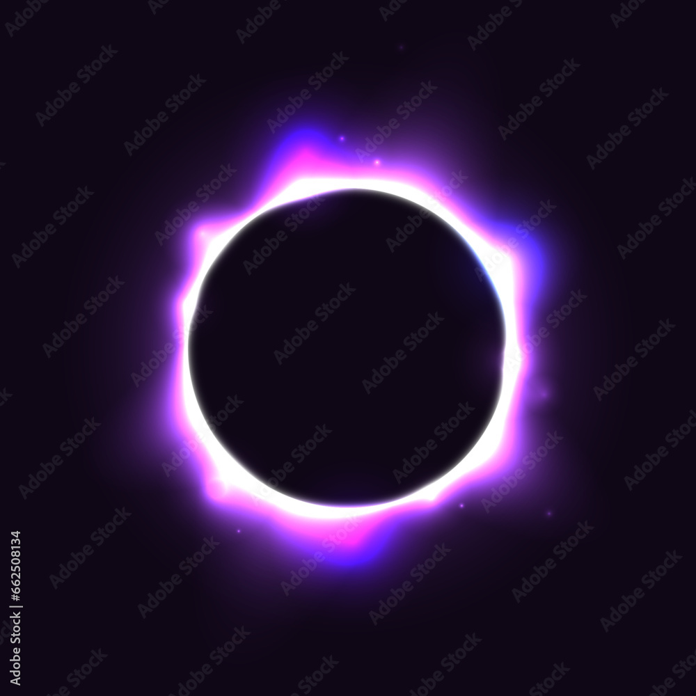 Sun full eclipse concept. Light purple moon glow background. Solar or ...
