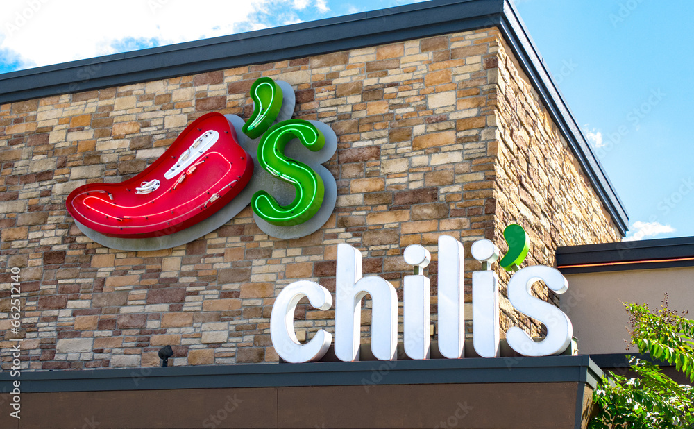 Ocala, FL USA - OCTOBER 14, 2023: Chilis Restaurant Exterior. Close up ...