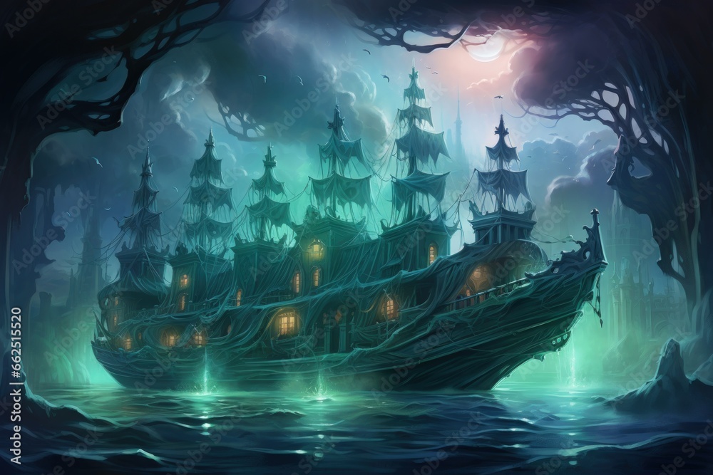 Cursed ghost ships, forever sailing the seas with ghostly crews seeking ...
