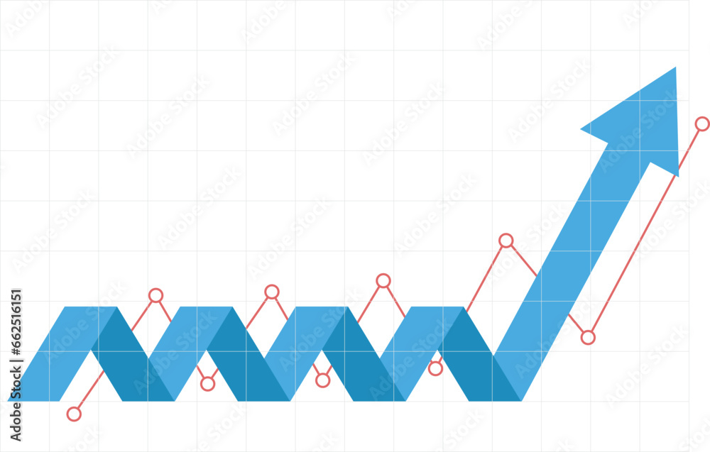 blue bussiness arrow and graph stock market arrow sideway before ...