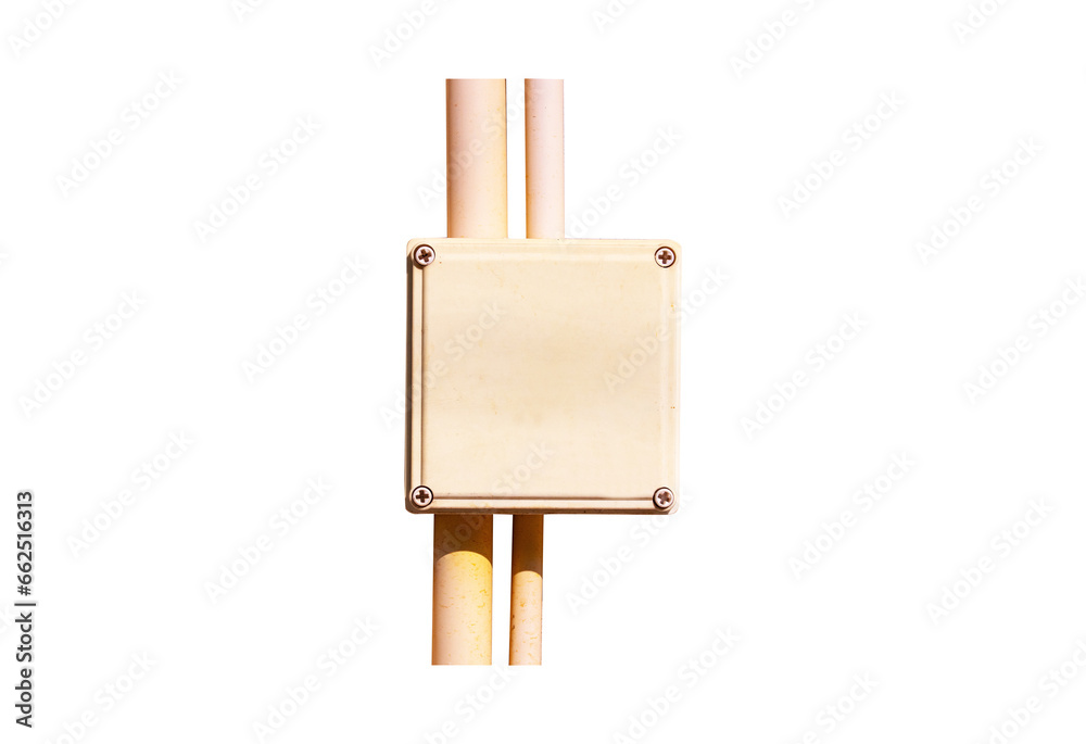 Box small plastic wiring with pipe yellow isolated on cut out PNG ...