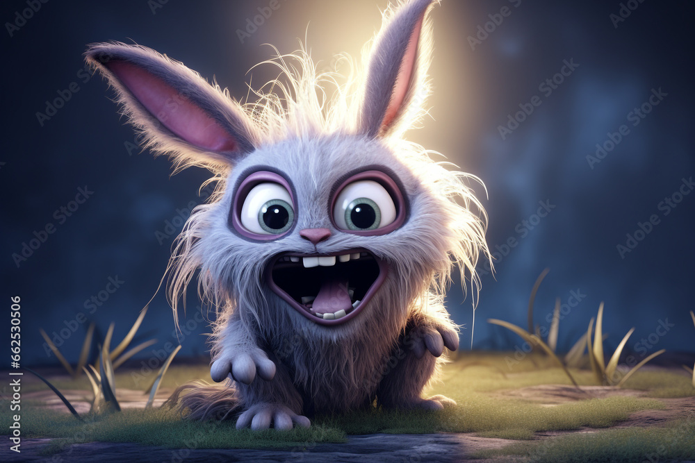 cute cartoon rabbit monster 3d rendering AI generative Stock Photo ...