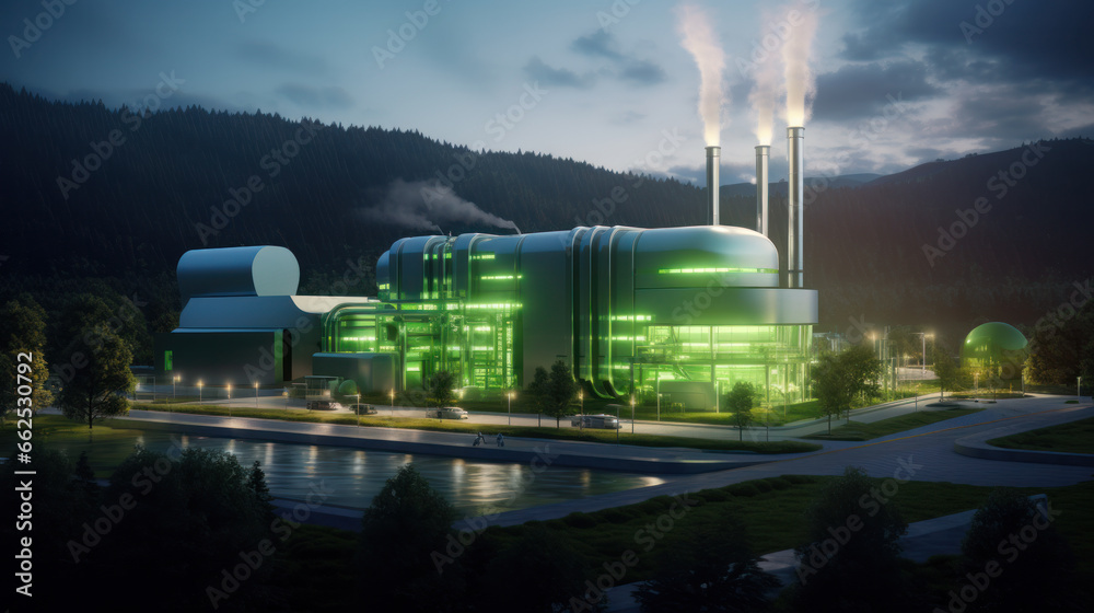 Hydrogen energy. Gas tanks h2. Hydrogen processing factory. Eco energy ...