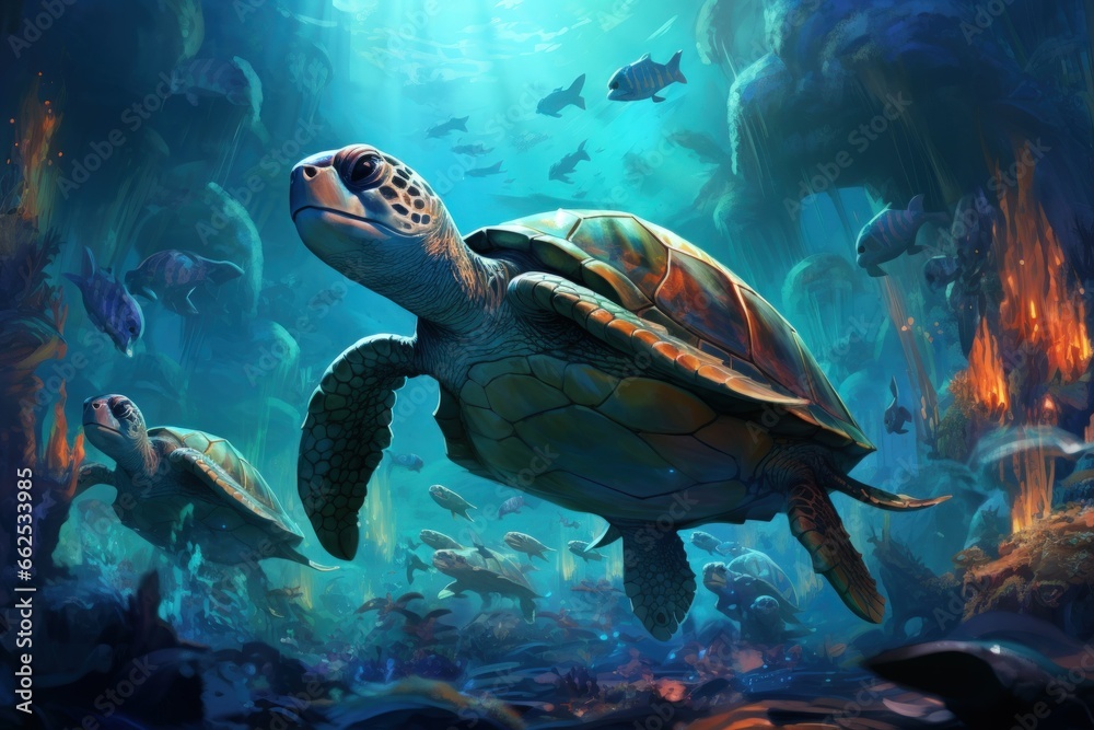 Ancient sea turtles, carrying entire ecosystems on their colossal ...