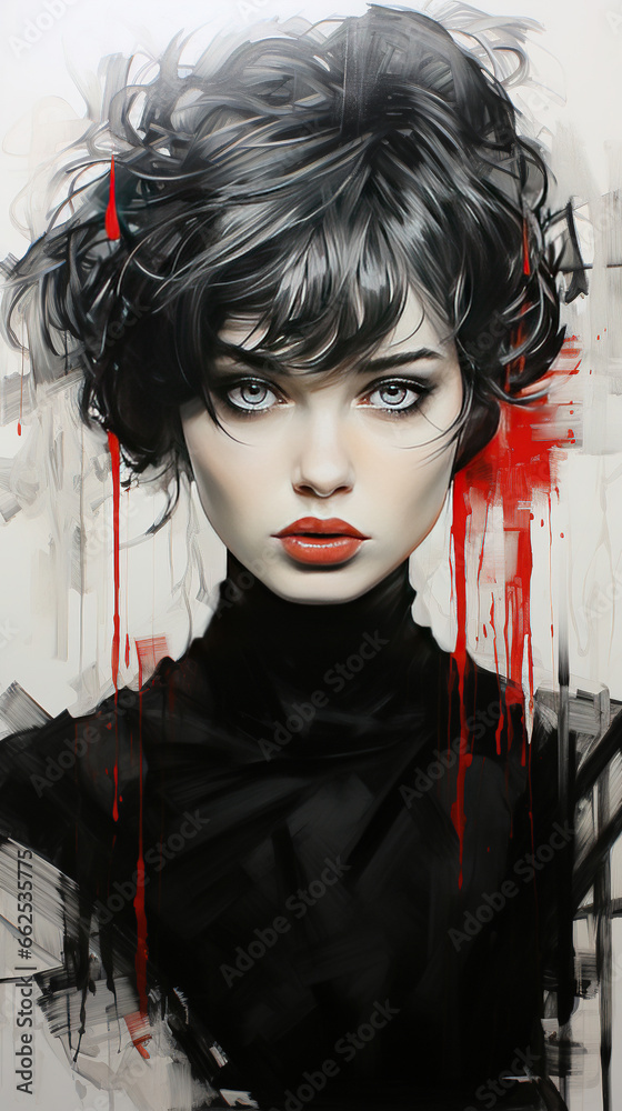 Splashed Brush Strokes Oil Pianting Abstract Art Of Beautiful Women