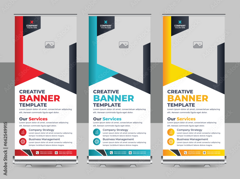 Vetor de Modern roll up banner design template, Presentation concept ...