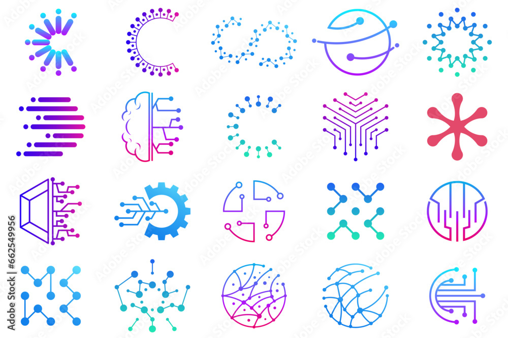 Set of technology dot logo design and business card. symbol tech ...