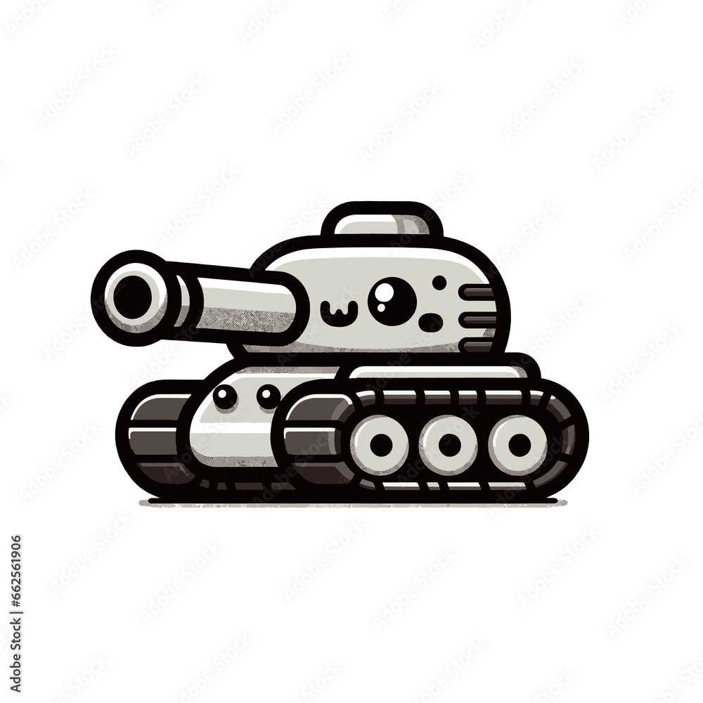 Vector illustration of a cartoonish armored tank with thick black ...