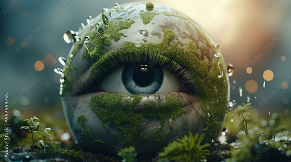 Crying planet. Social issues, ecology problems. Contemporary art ...