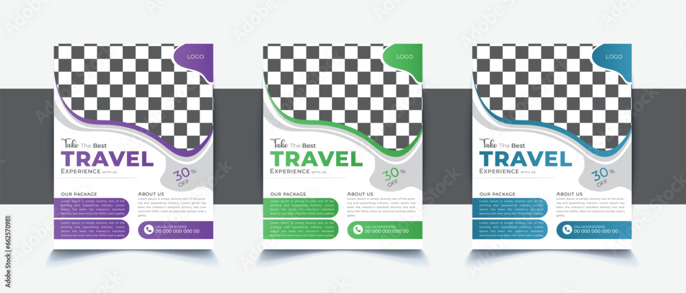 Editable Travel flyer set templates for travel agency posters or ...