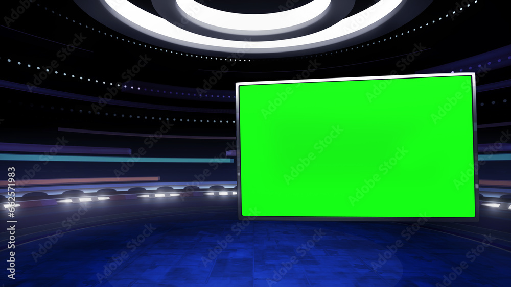 Virtual studio TV news show background, with a monitor. Ideal for ...