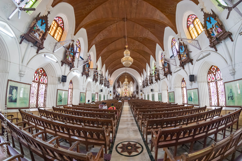 Interior of San Thome Basilica, built in the 16th century by Portuguese ...