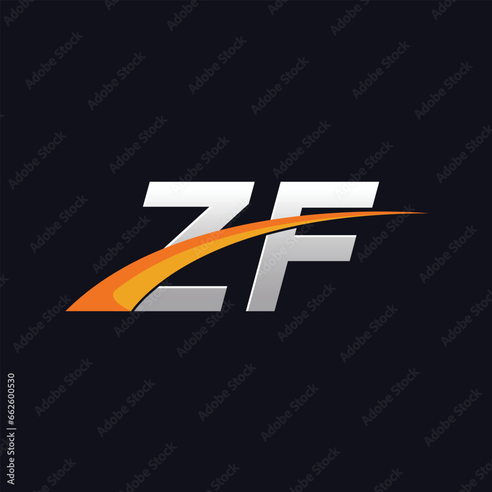 Initial letters ZF vector illustrations designs overlapping with orange ...