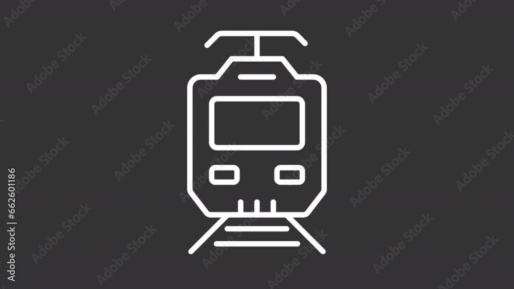 2D white simple thin line animation of electric train, HD video with ...