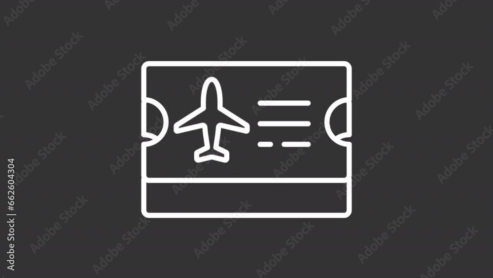 2D white simple thin line animation of air ticket, HD video with ...