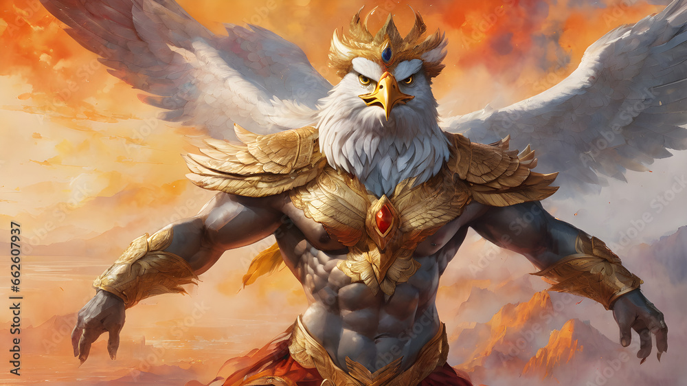 Garuda has the body of a person, the back of a bird and has wings. A ...