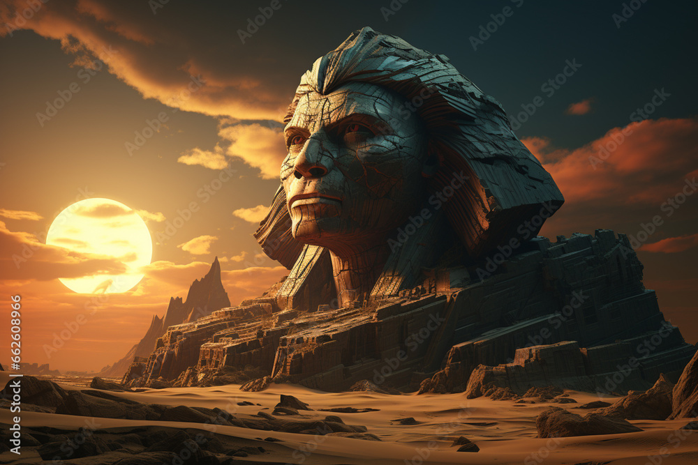 This abstract representation of the Great Sphinx incorporates elements ...