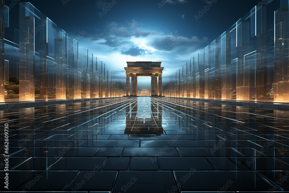 An abstract photograph of The Parthenon, focusing on its geometric ...