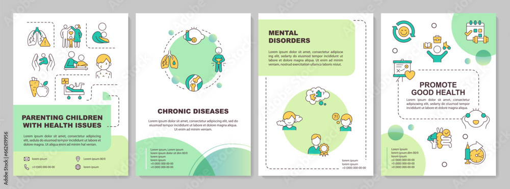 Green parenting children with health issues brochure template, leaflet ...