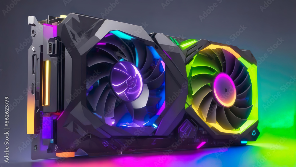 design of a futuristic ultra gaming GPU graphics card with RGB light ...
