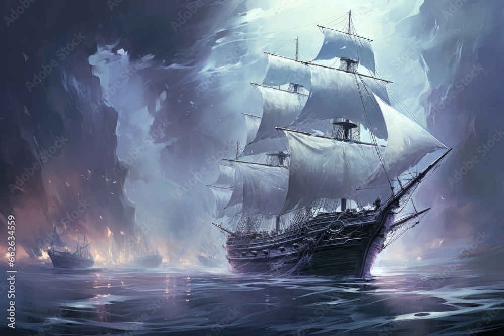 Cursed ghost ships, forever sailing the seas with ghostly crews seeking ...