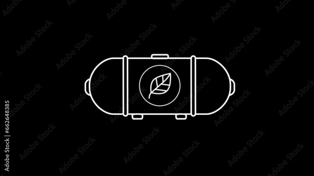 2D collection of white thin linear icon animations representing energy ...
