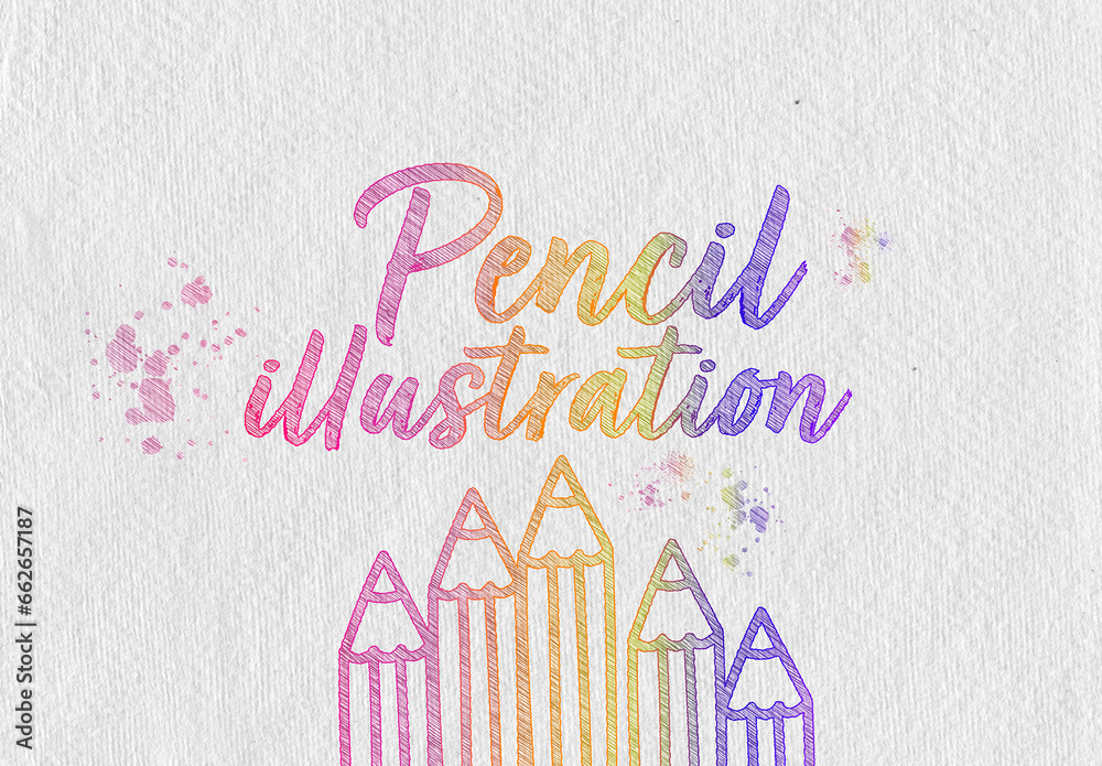 Pencil Illustration Text Effect Stock Template | Adobe Stock