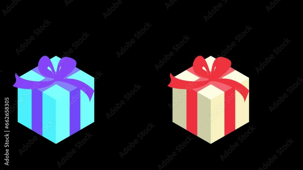 Vidéo Stock Gift box spinning animation on black background.3D gift box ...