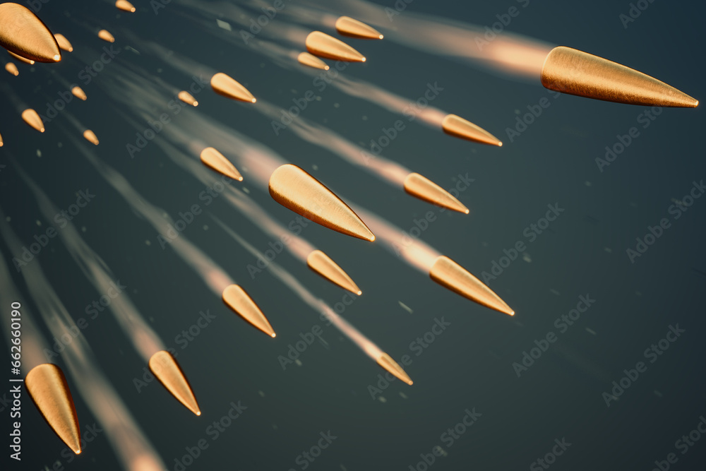 Flying bullets with smoke effect. Realistic bullets shots with smoke ...