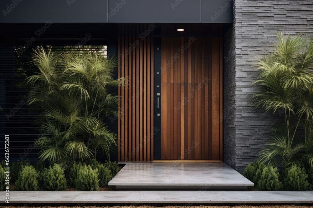 Contemporary exterior of home with dark ceramic tiles as siding of ...