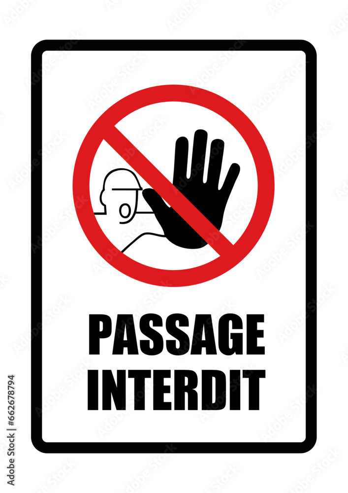 Vecteur Stock stop passage interdit panneau interdiction fond rouge et ...