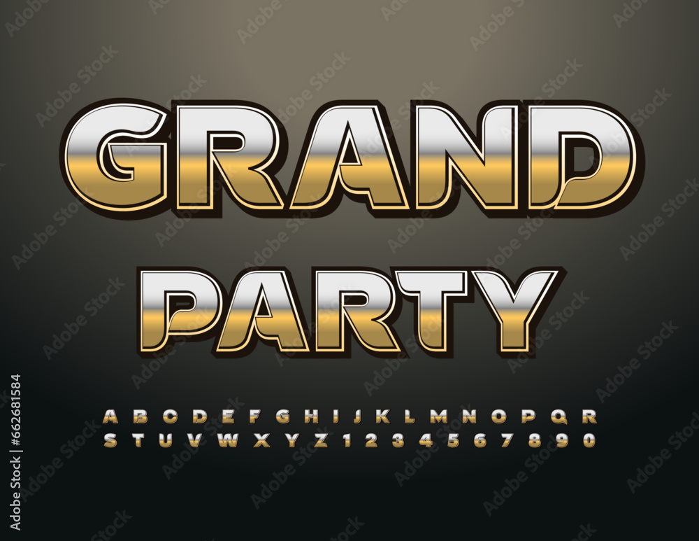 Vector premium invitation Grand Party. Luxury Gold Font. trendy set of ...