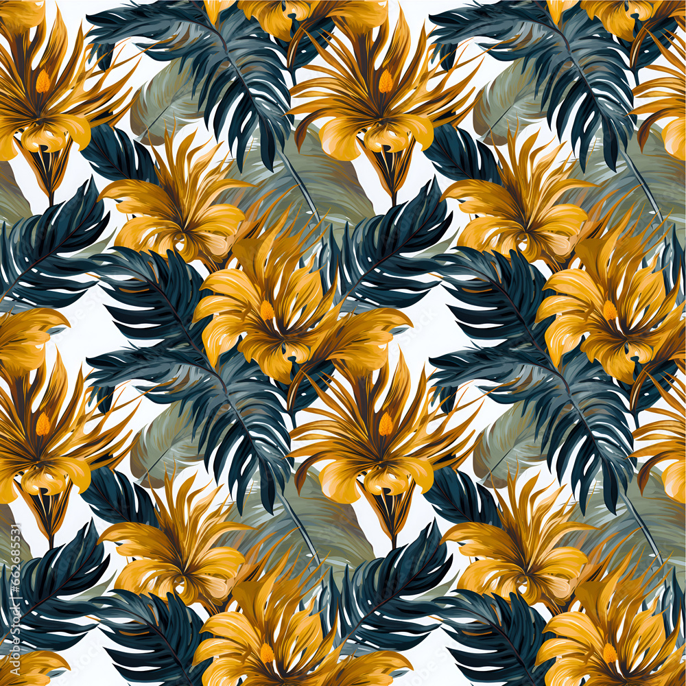 Seamless of Watercolor patterns with tropical leaves, colorful tropical ...