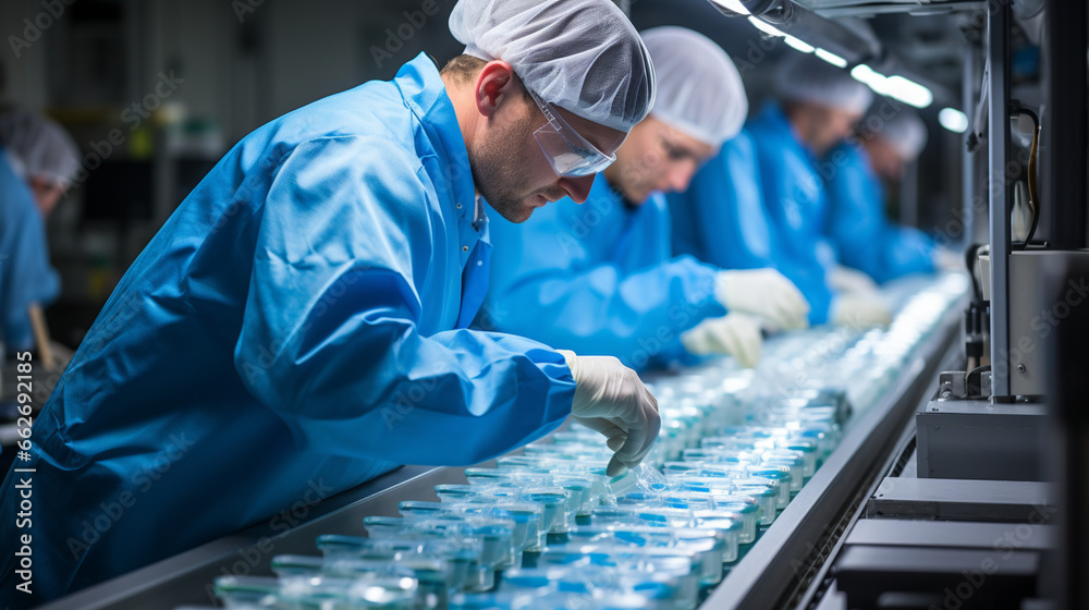 Quality Control: Inspectors examining pharmaceutical products on ...