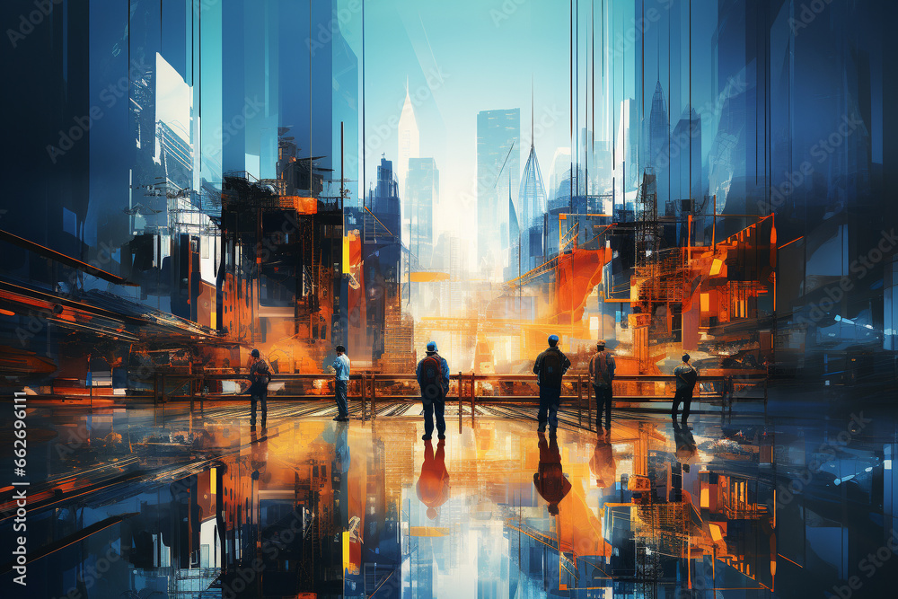 Artistic creative background illustration featuring construction ...