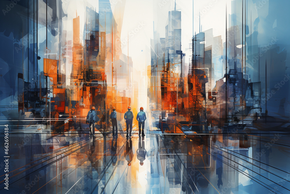 Artistic creative background illustration featuring construction ...