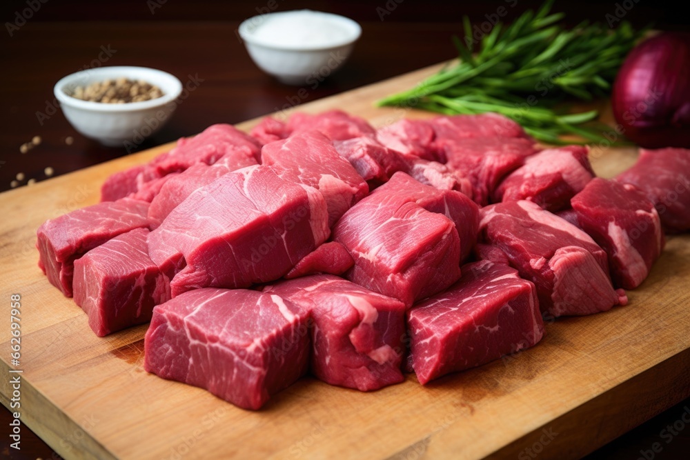 cuts of halal beef on a butchers block Stock-Foto | Adobe Stock